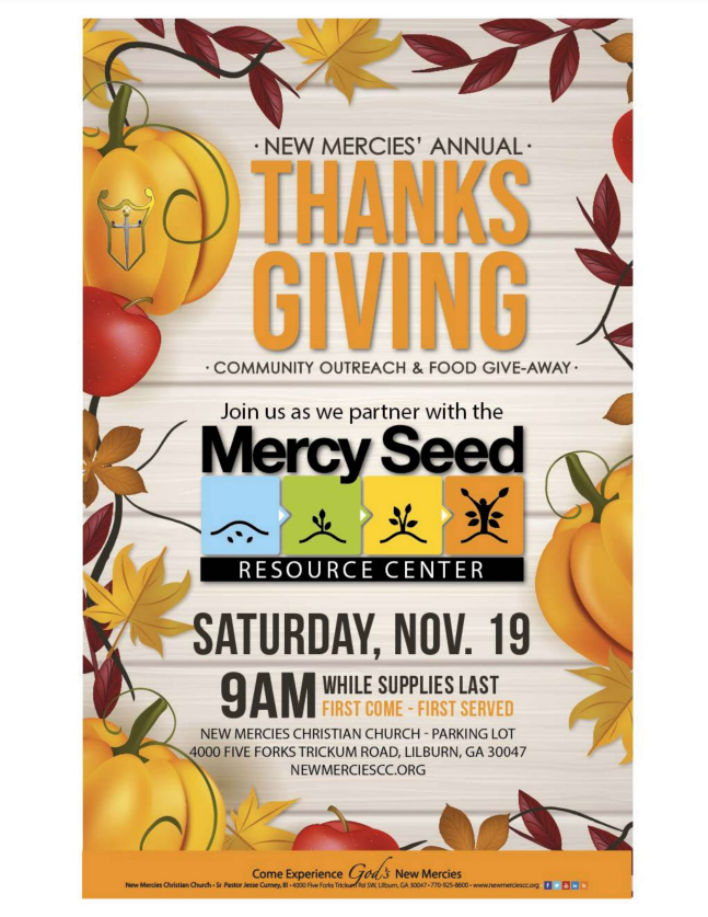 New Mercies' Thanksgiving Community Outreach & Food Give Away - Gwinnett Cares